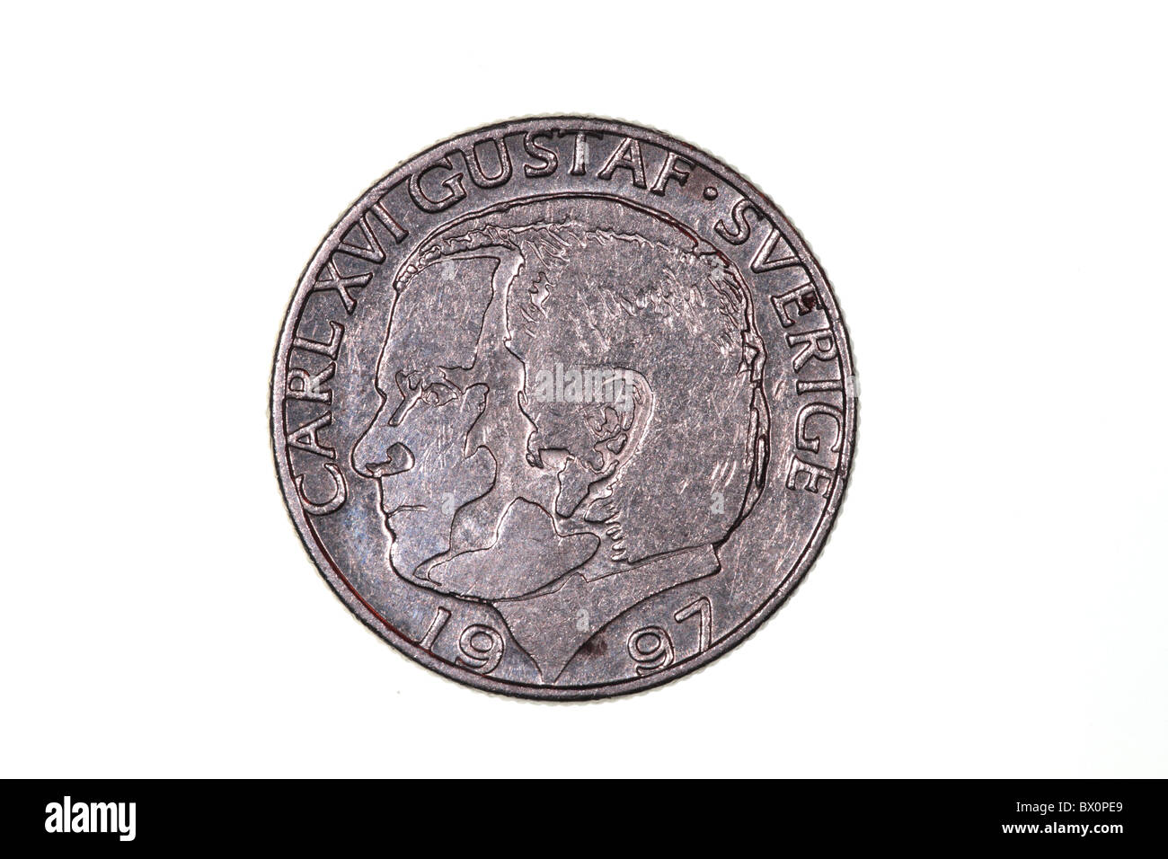 Swedish one Kronor coin Stock Photo - Alamy