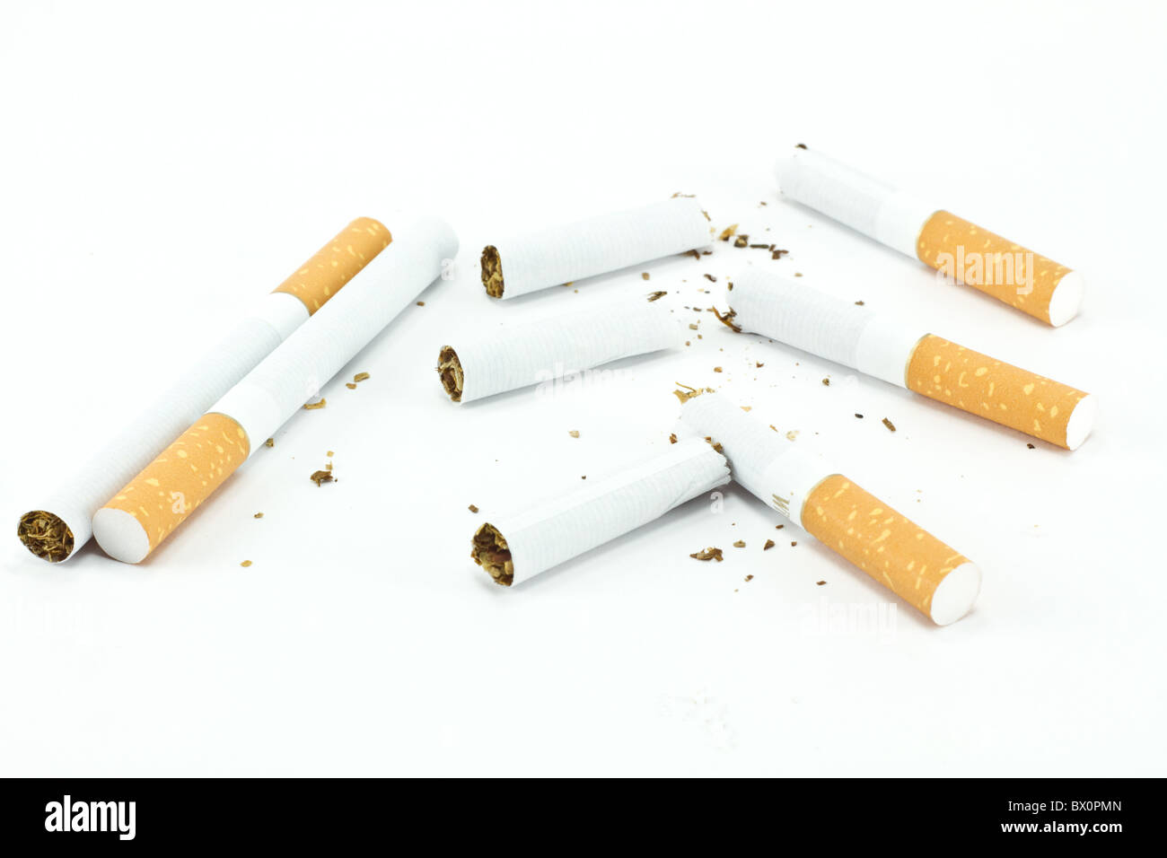 Isolated Broken cigarette on a white background Stock Photo - Alamy