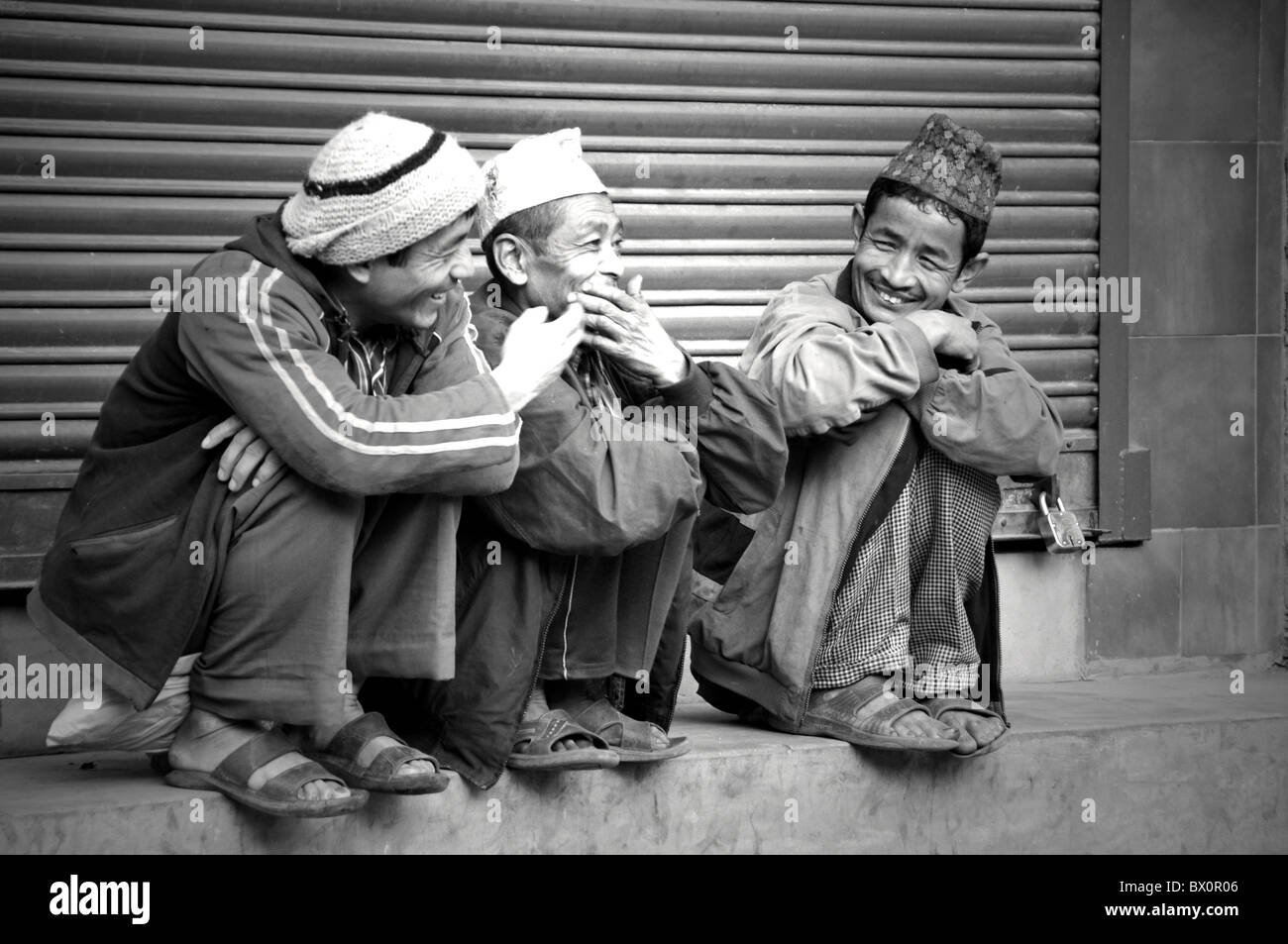 Nepali chatting in the morning on the outskirts of the market Stock ...