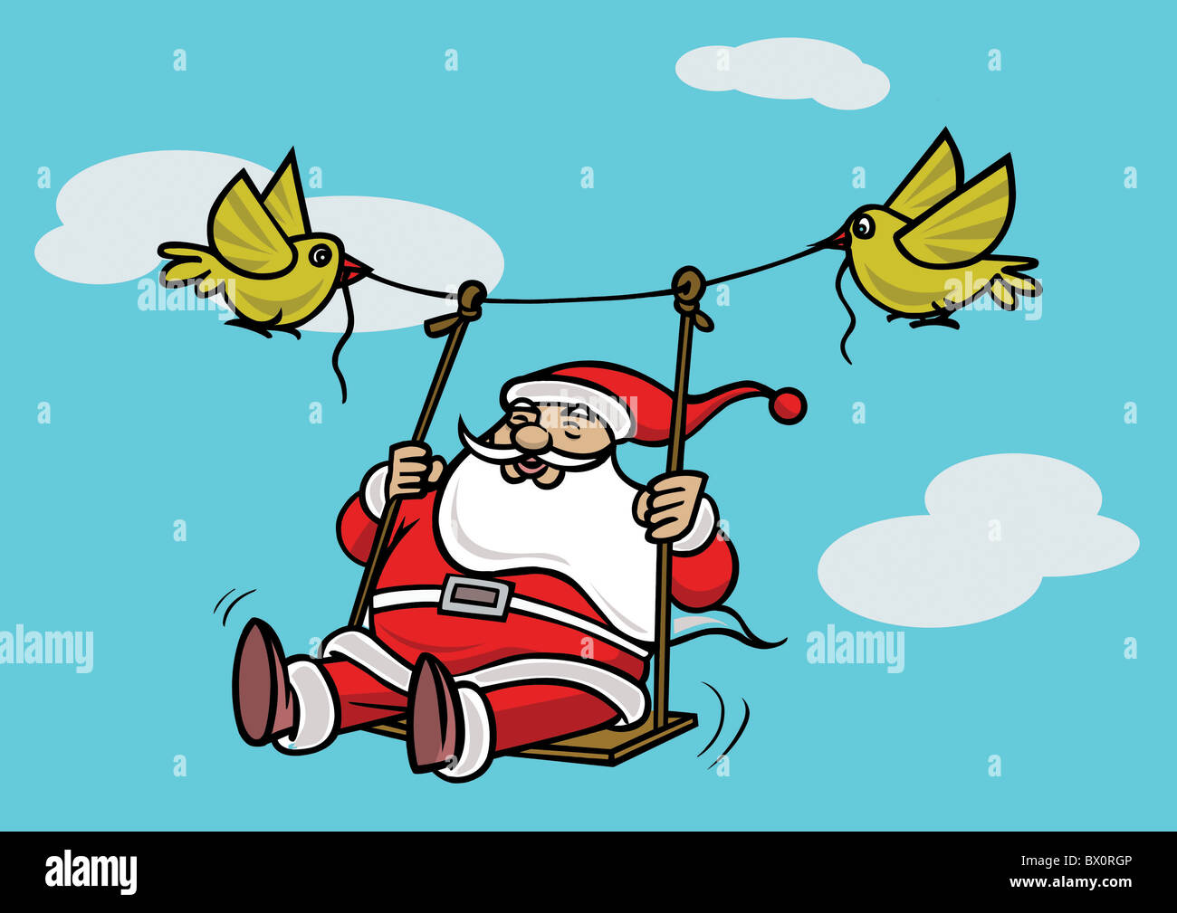 santa swinging in the sky Stock Photo - Alamy