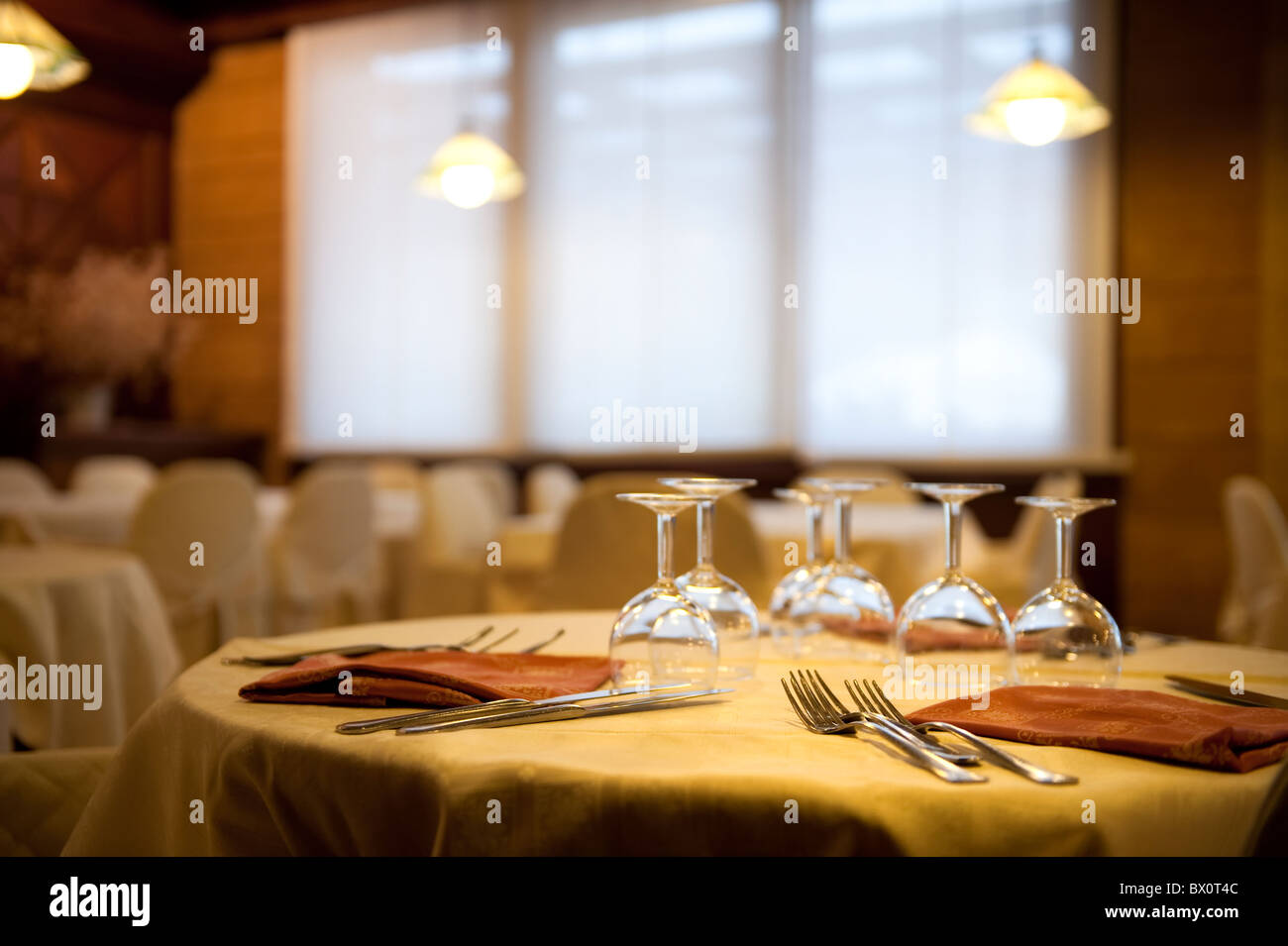 flatware in a elegant table Stock Photo - Alamy