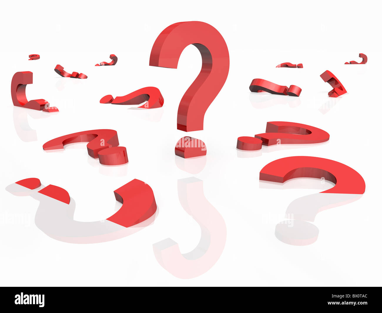 3D rendered question marks on white background. one is vertical Stock ...