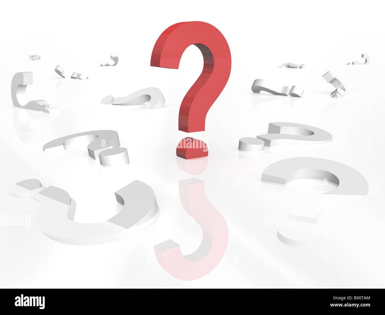 3D rendered question marks on white background. one is vertical Stock ...