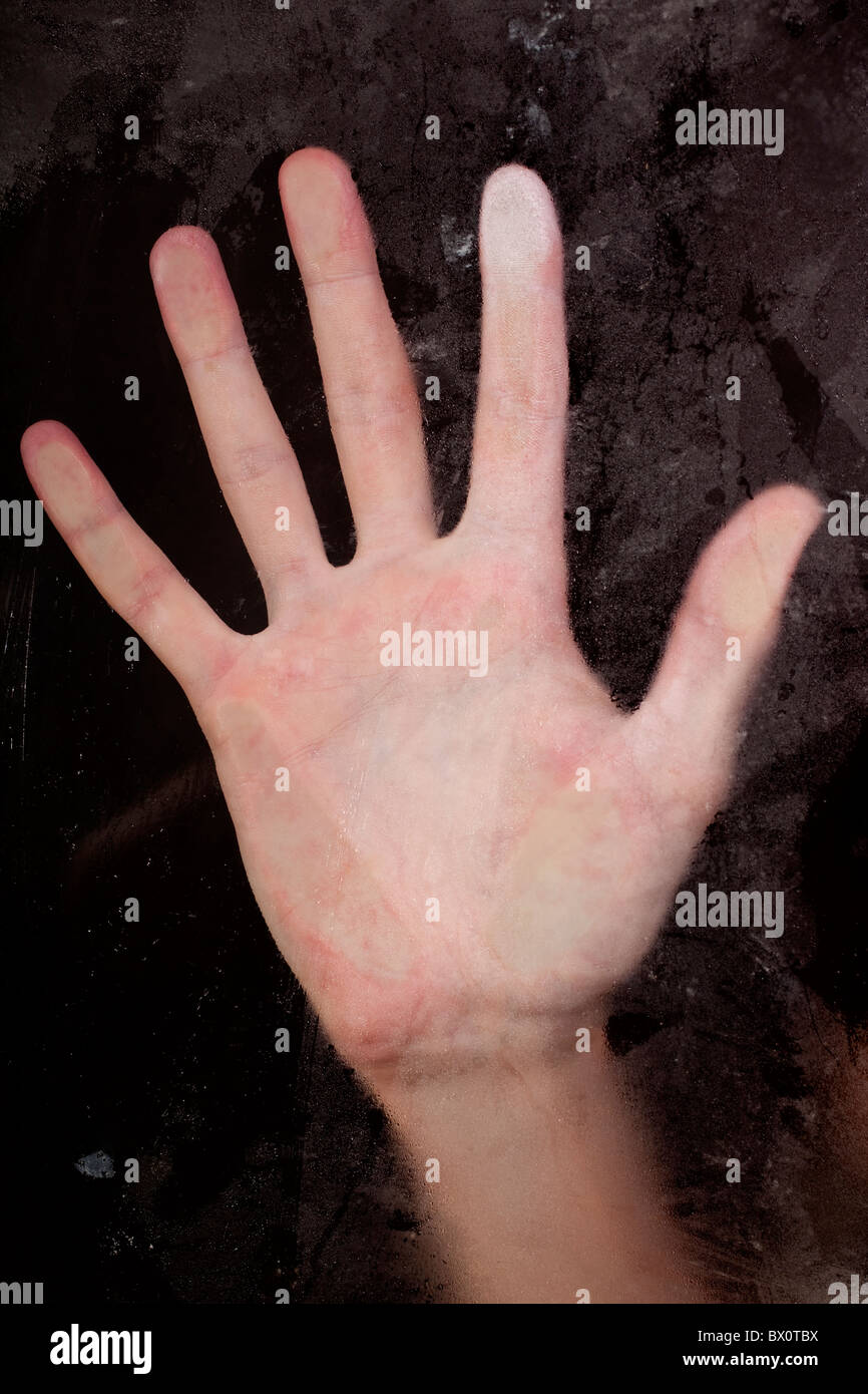 Hand against window palm of hand hi-res stock photography and images ...