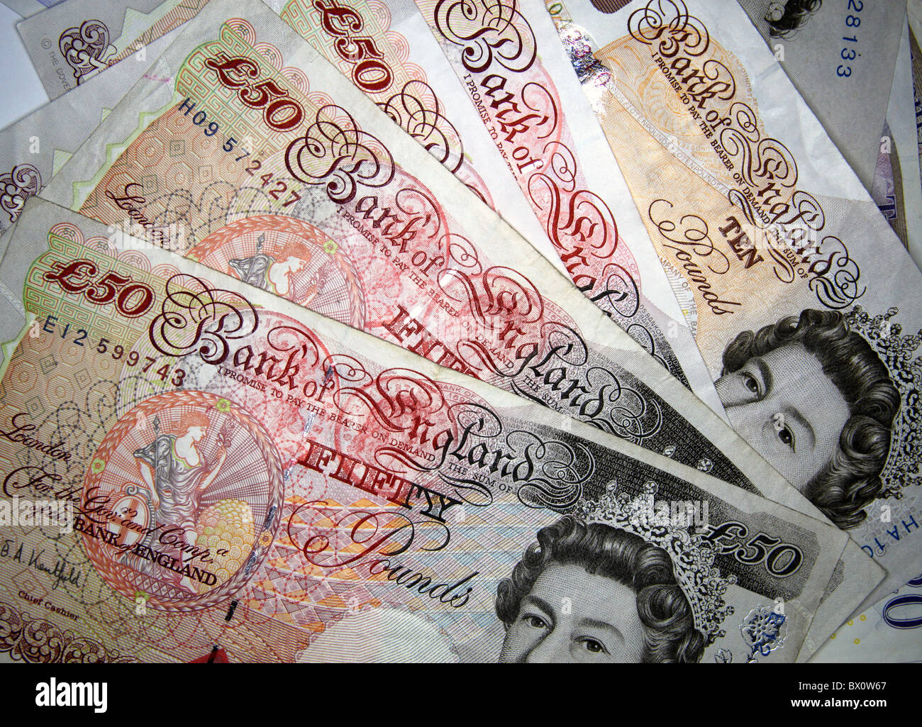 British Fifty Pound Bank Notes Stock Photo - Alamy