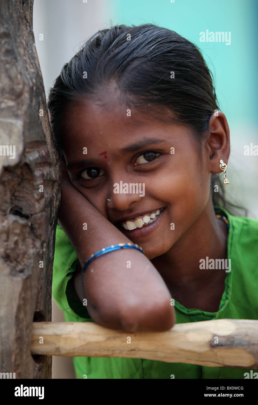 cute girl Andhra Pradesh South India Stock Photo - Alamy