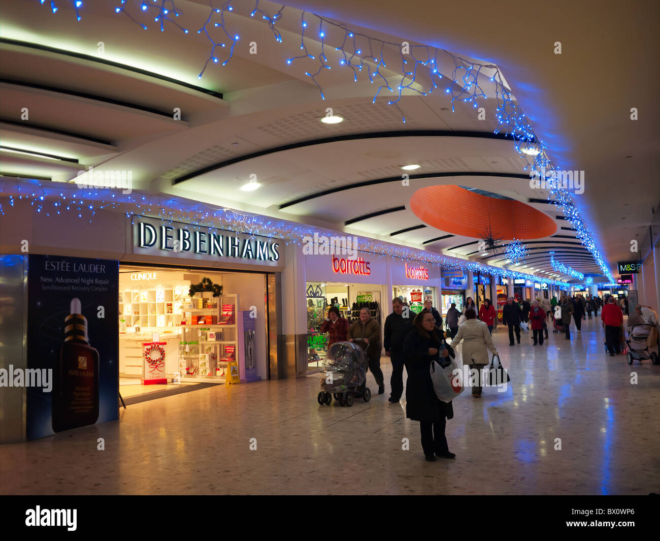 A shopping arcade in Middlesbrough decorated with Christmas winter ...