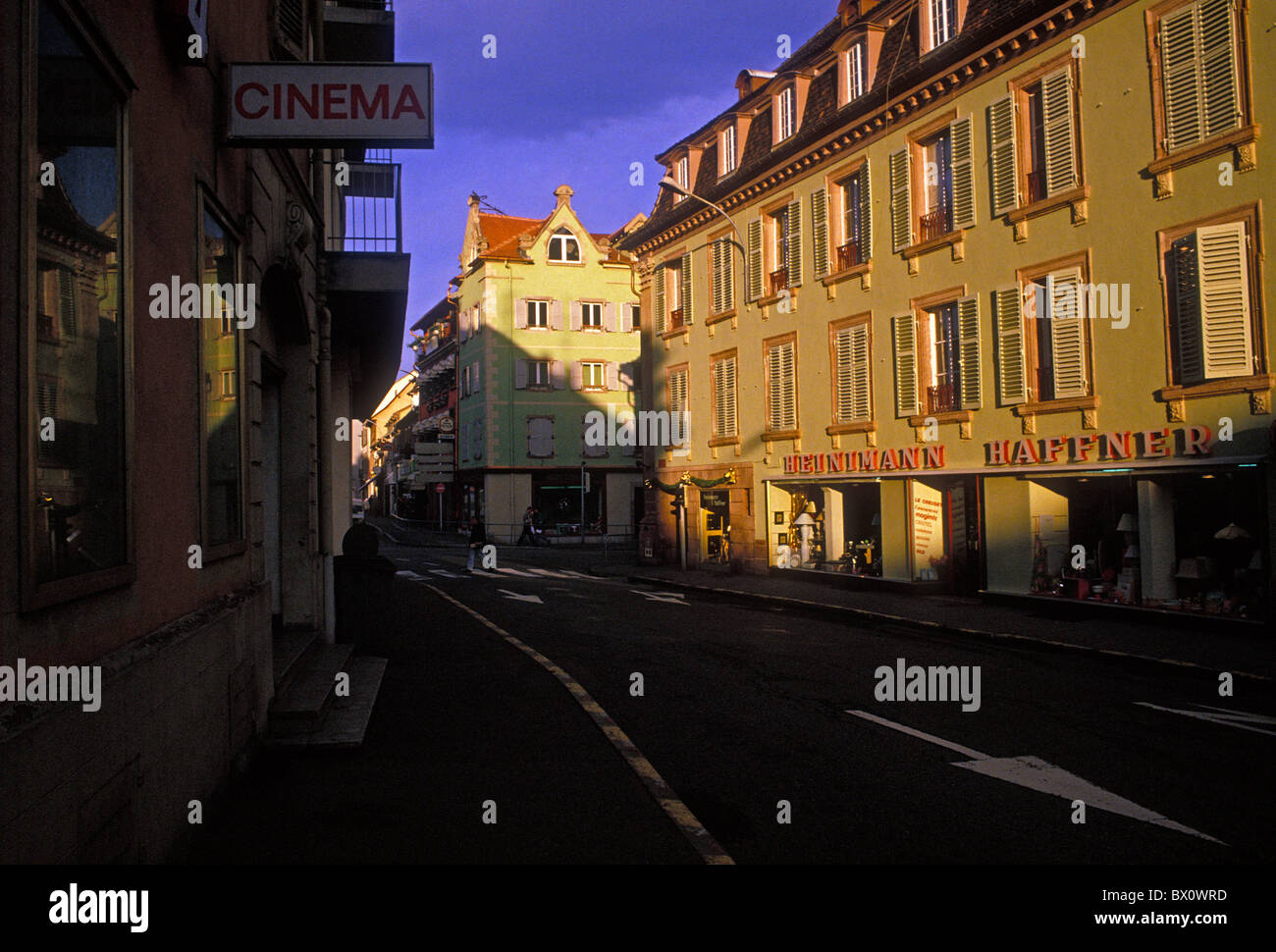 downtown, commercial district, capital city, Colmar, Alsace, France ...