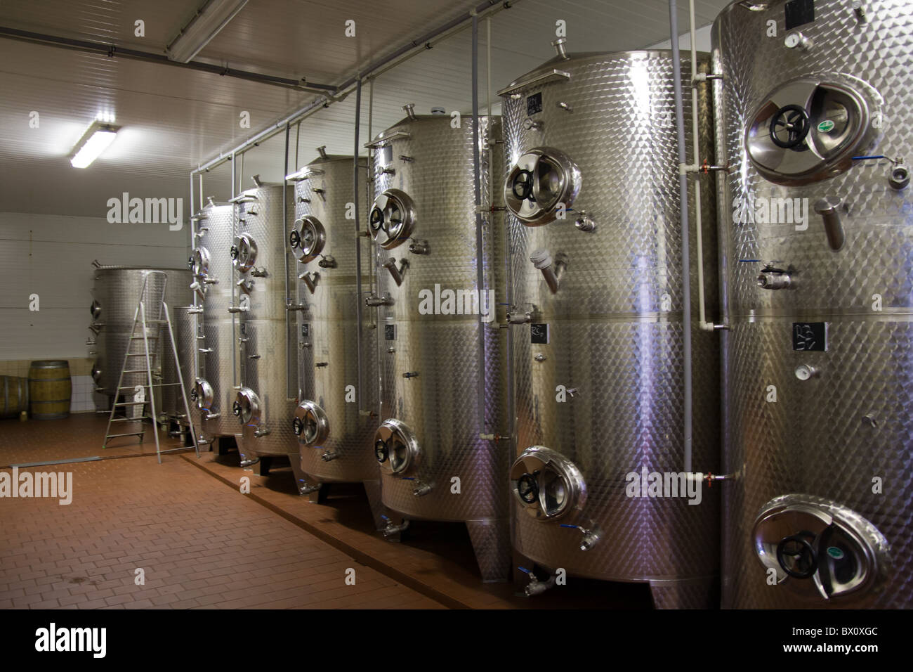fermentation tanks for wine production Stock Photo - Alamy