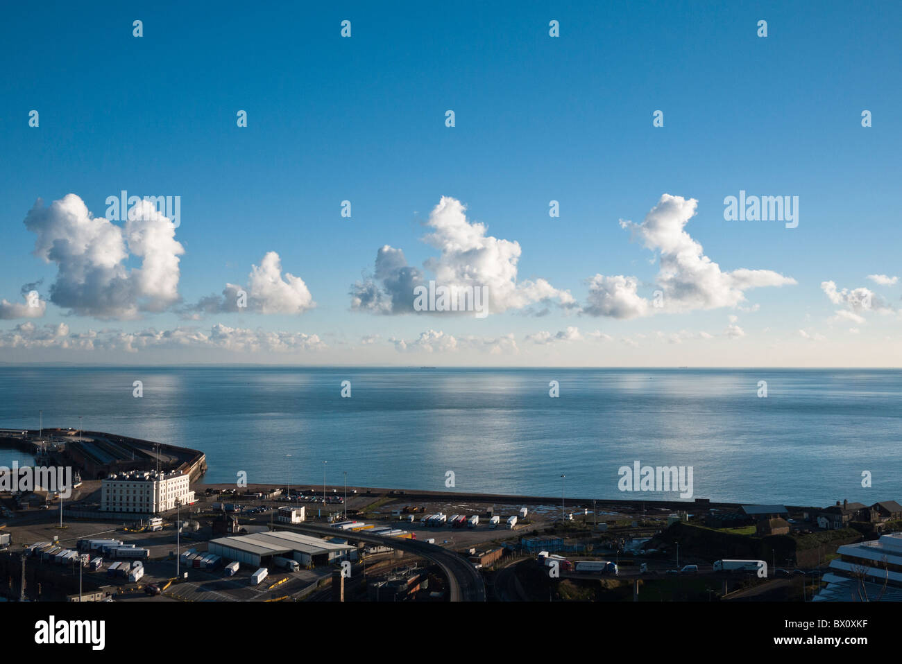View to the Docks / Harbour and the English Channel, Dover, Kent,UK ...