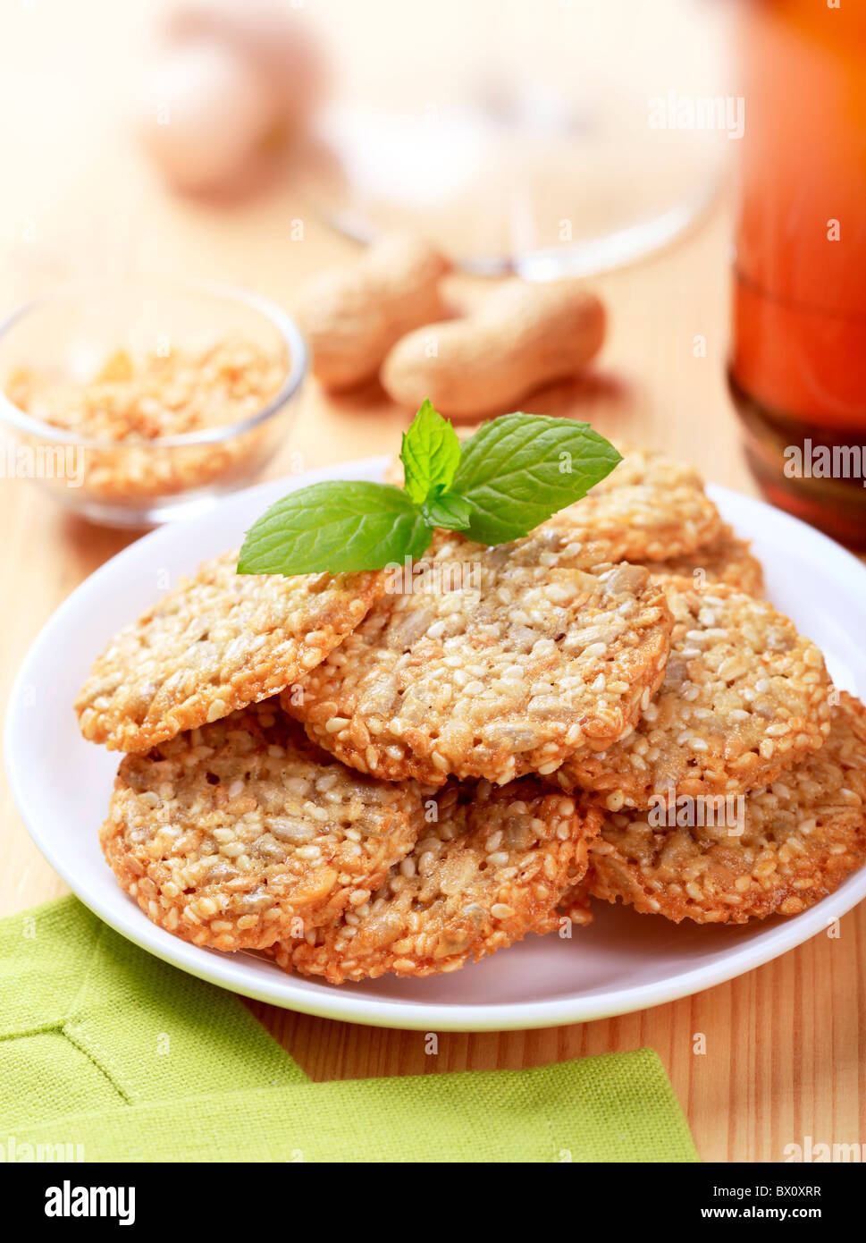 Pile of sesame and sunflower seed cookies Stock Photo - Alamy