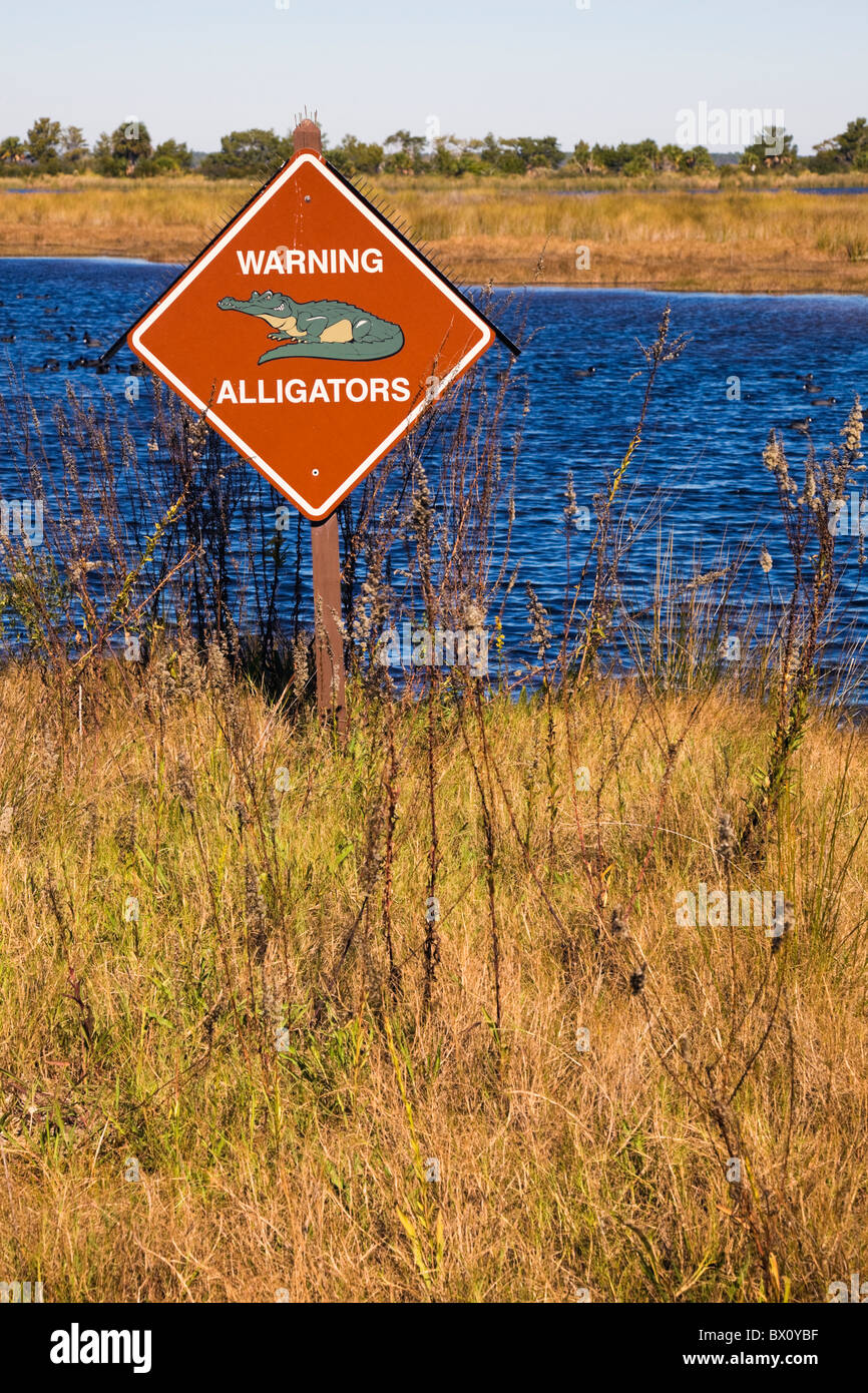 Danger aligator sign hi-res stock photography and images - Alamy