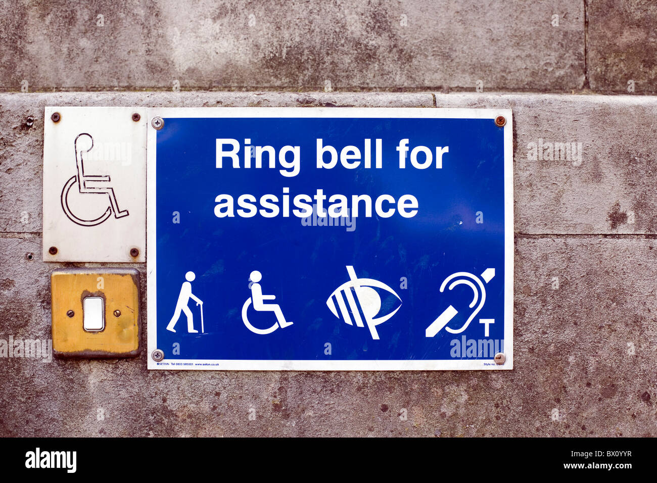 Disabled access assistance sign, London, England, UK, Europe Stock ...