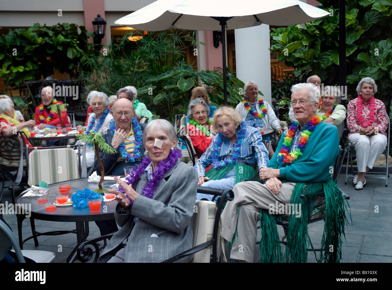 Party Event in older peoples residential Retirement Community Stock ...