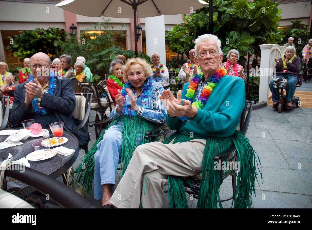 Party Event in older peoples residential Retirement Community Stock ...