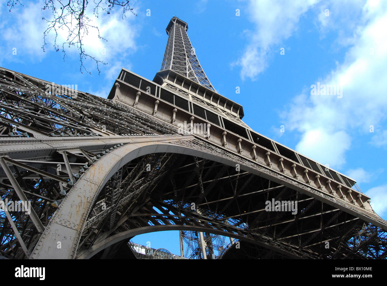 Strange perspective from down side of Eifel Tower Stock Photo - Alamy