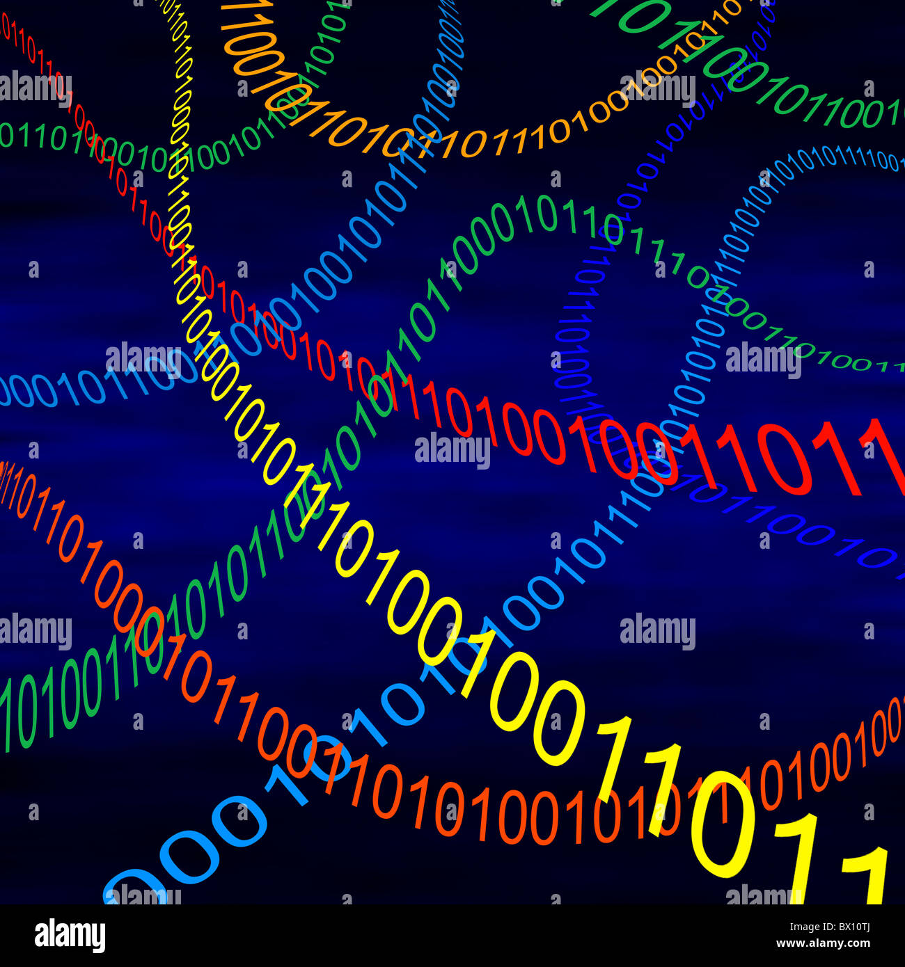 Multicolored steams of binary code flying through cyberspace Stock ...