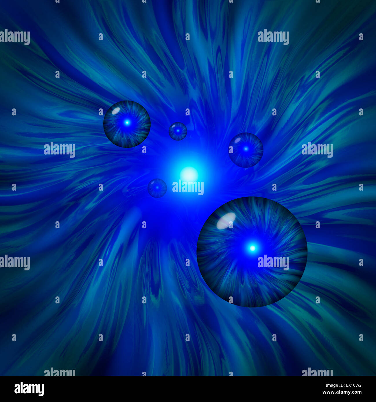 Blue vortex with spheres flying through wormhole Stock Photo - Alamy