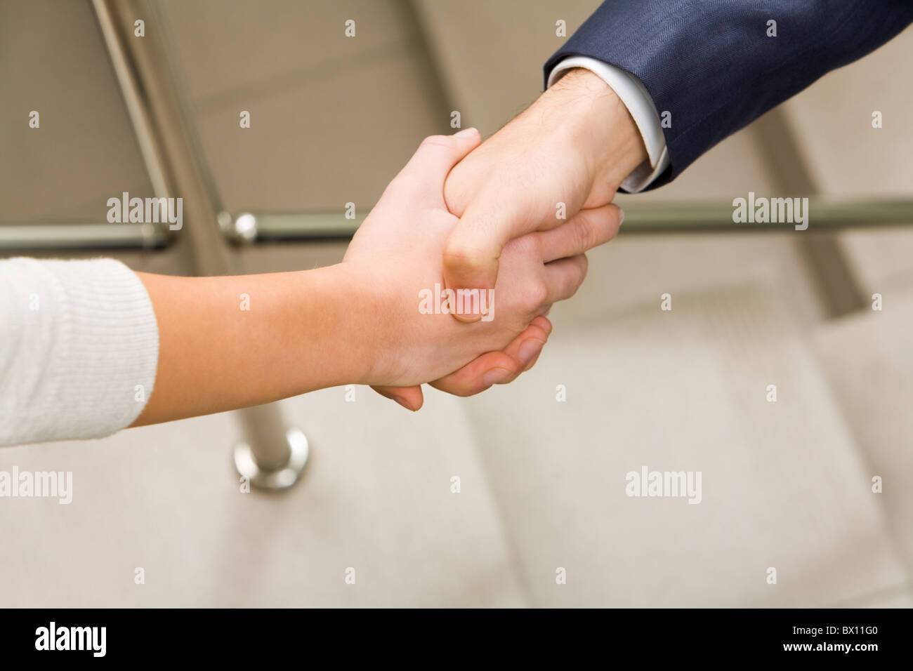 Image of partners handshake after signing contract Stock Photo - Alamy