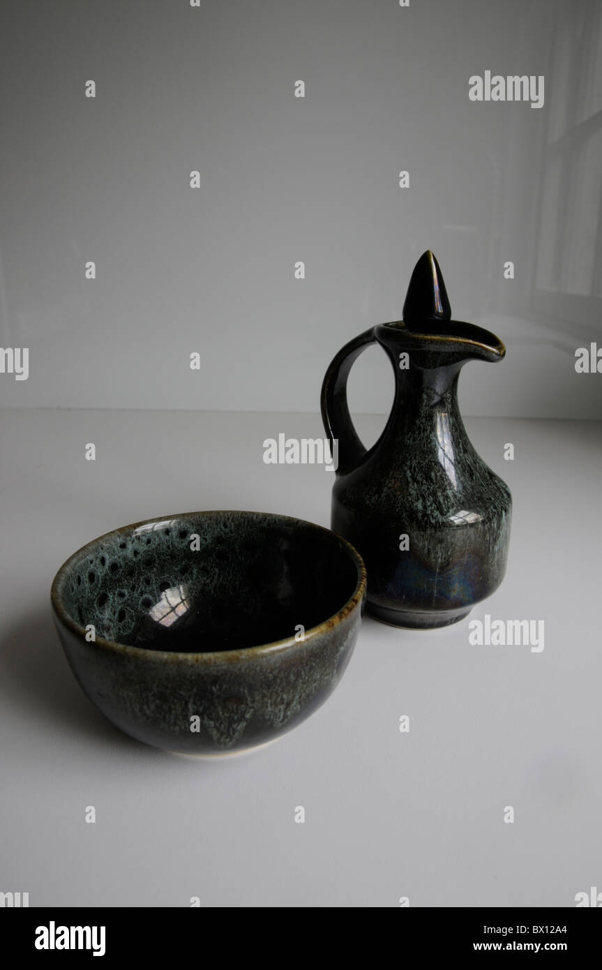 Ceramic jug and matching dish Stock Photo - Alamy