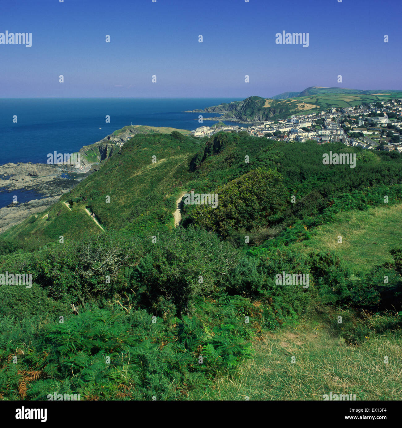 Ilfracombe village scenery landscape coast sea Torrs park Devon England ...
