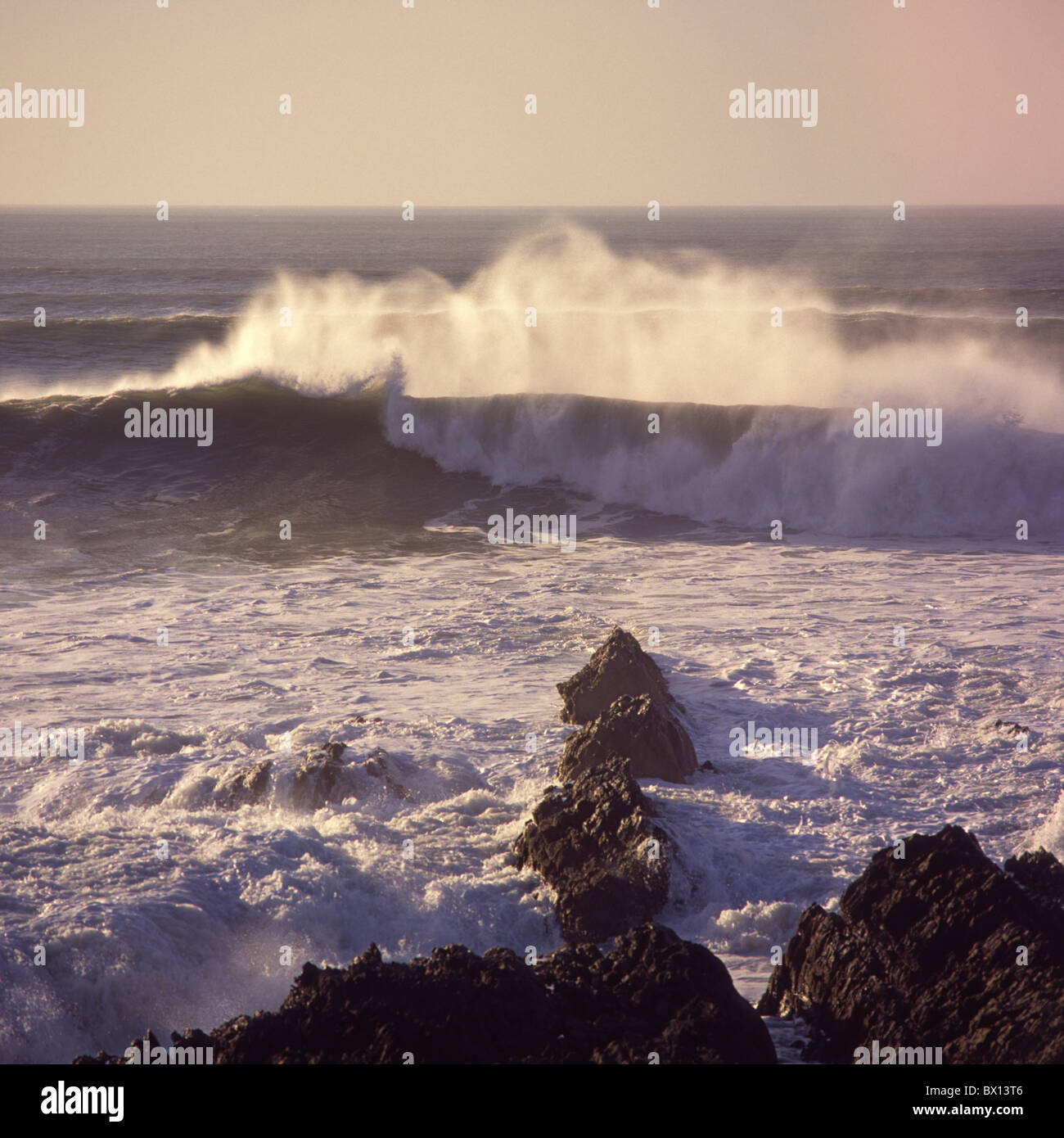 sea surf waves foam coast rock Devon England Europe Stock Photo - Alamy