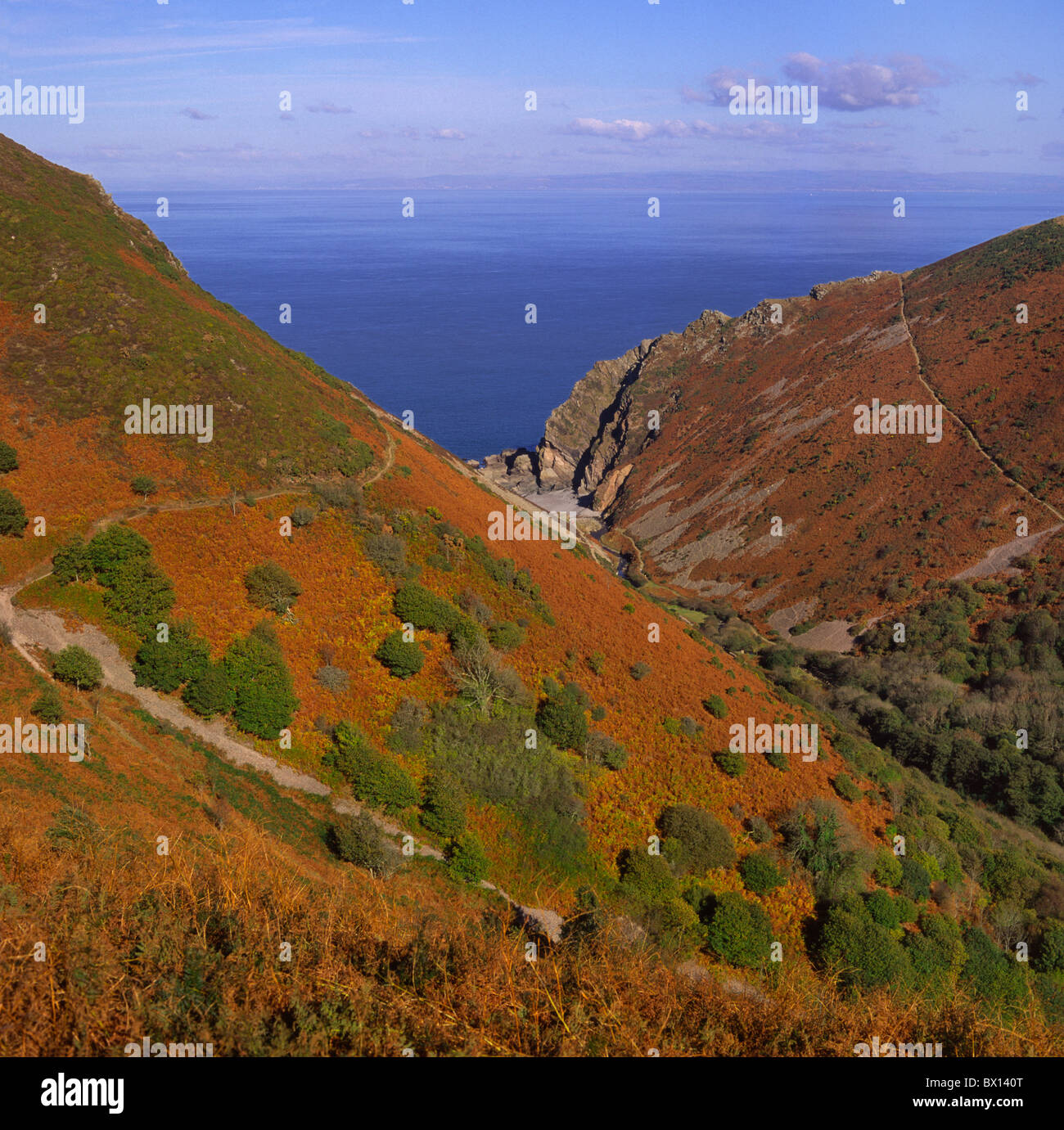 scenery landscape valley ways footpath hill coast sea Heddon Valley ...