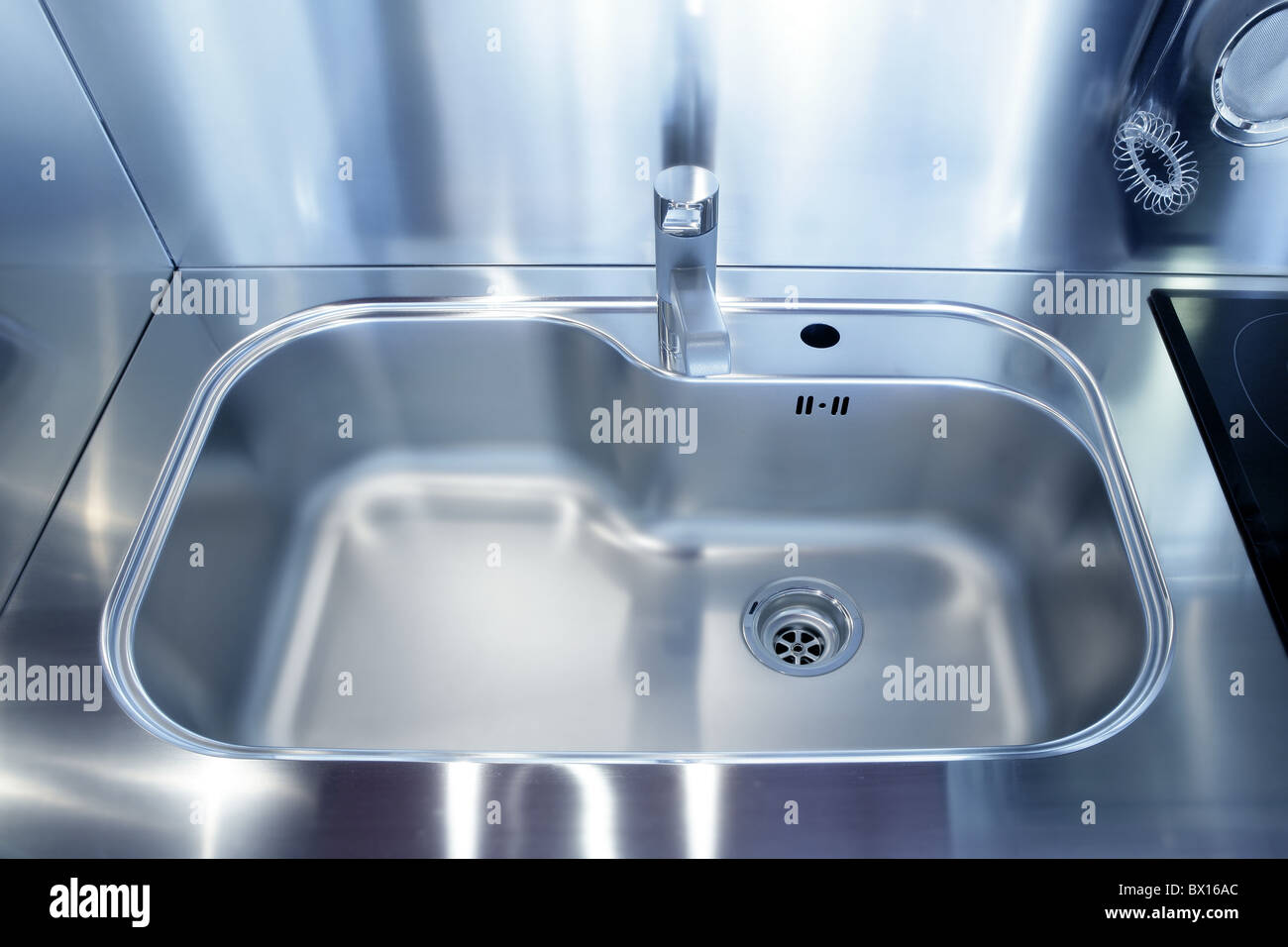 Kitchen silver sink modern decoration house stainless steel Stock Photo ...