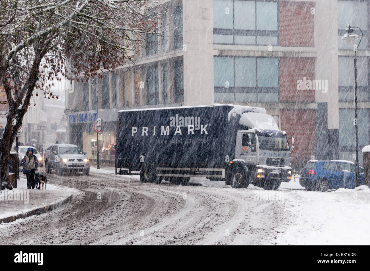 A Primark delivery lorry attempting to deliver to a store during a ...