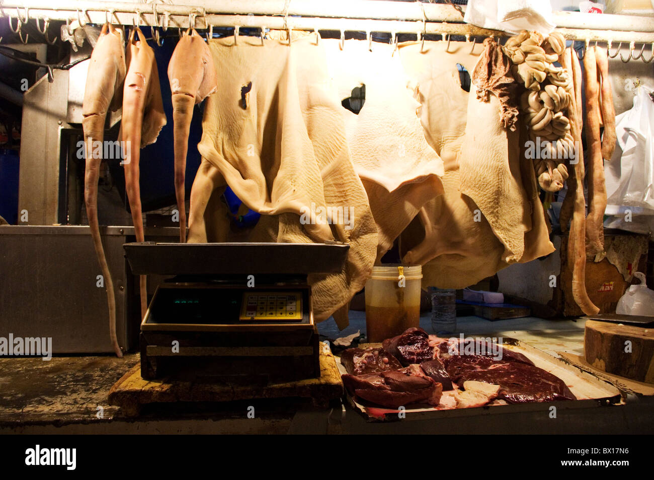 skin and tail of cows are on sale in market, philippines, asia Stock ...