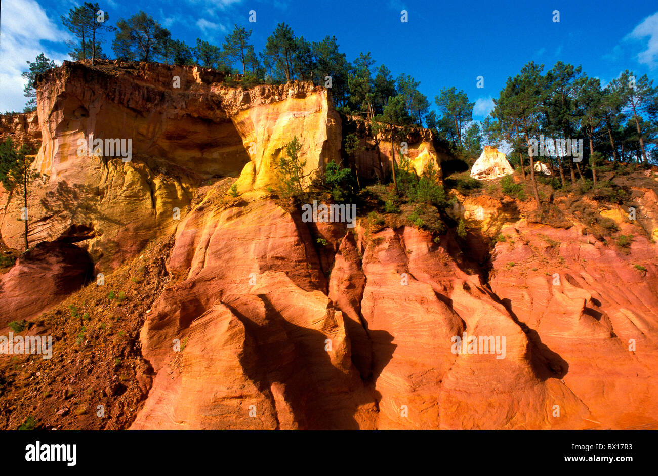 erosion France Europe ocher rock Roussillon sandstone rock scenery ...