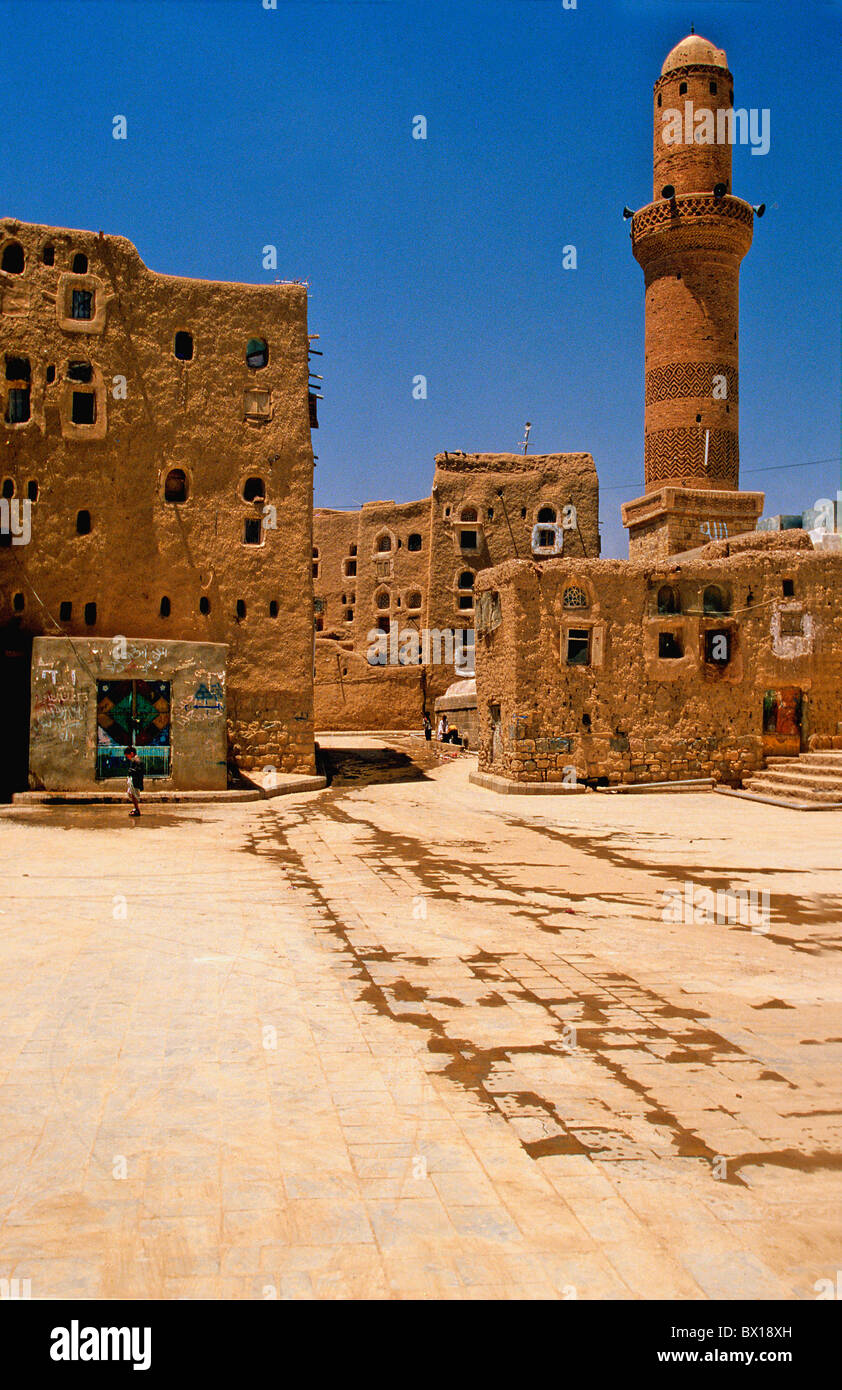 Amran province Province Sana'a Yemen Arabia Orient old town minaret ...