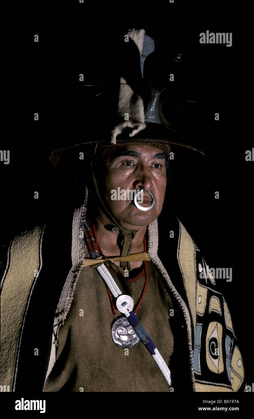 Alaska Chilkat Dancer Haines USA America United States Indian man ...