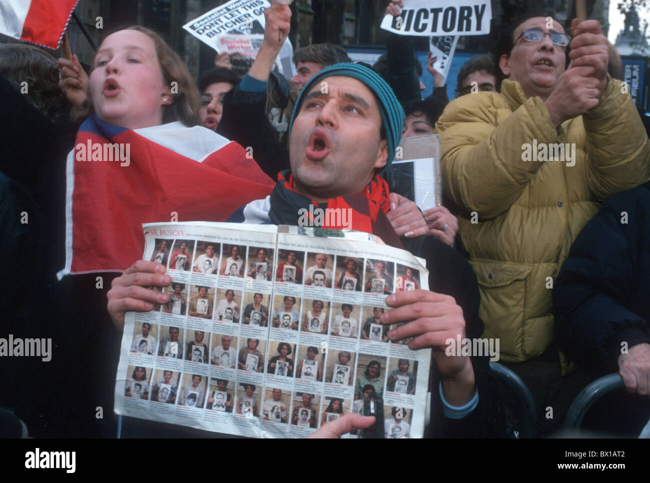 UK. DEMONSTRATION BY CHILEAN EXILES TO CELEBRATE ARREST OF LATE GENERAL ...