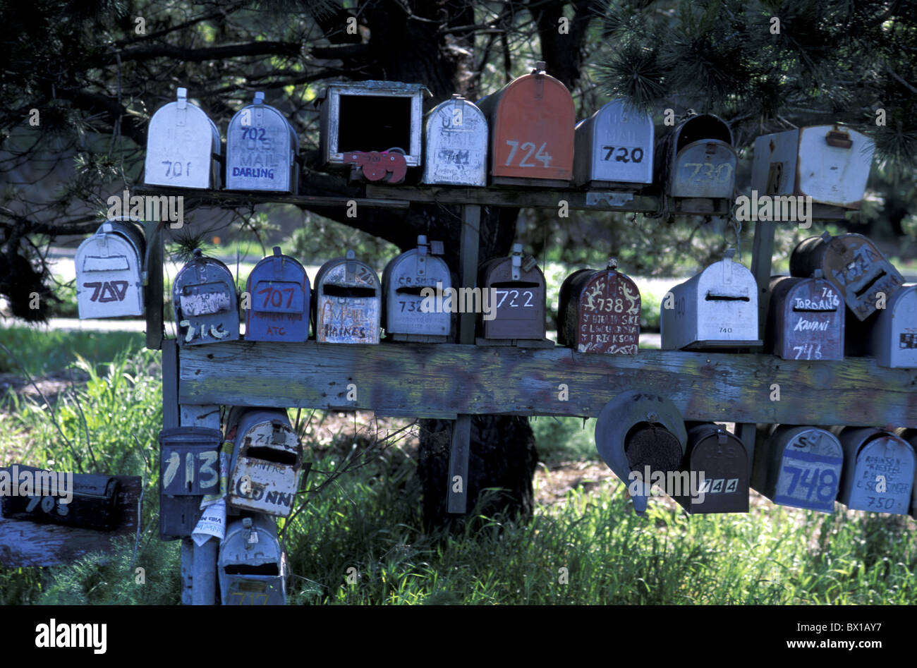 California Letter boxes Sausalito USA America United States Stock Photo ...