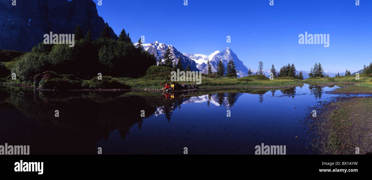 Alps Canton Bern Bernese Oberland bicycle bike biking bikes break canton couple Eiger ...