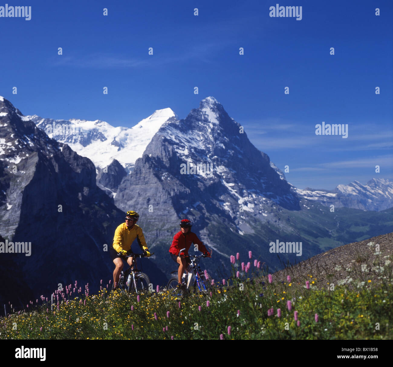 Alps Canton Bern Bernese Oberland bicycle big bike biking bikes canton couple Eiger great ...