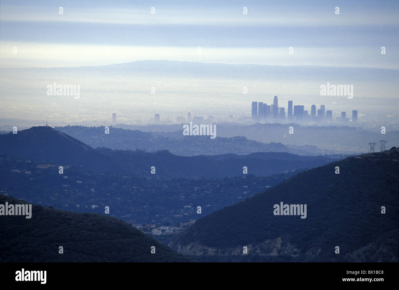 California Los Angeles USA America United States city overview smog fog ...