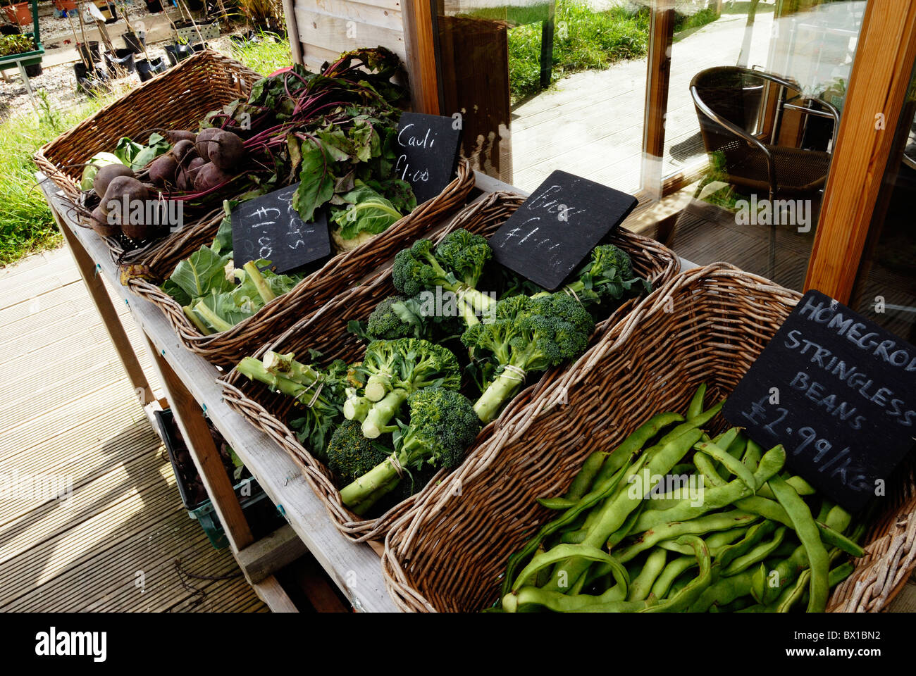 Fresh, local vegetables for sale at the Gower Wildflower Centre, Wales ...