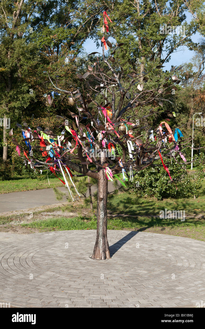 Love and Peace Tree with hundreds of messages written on colorful ...
