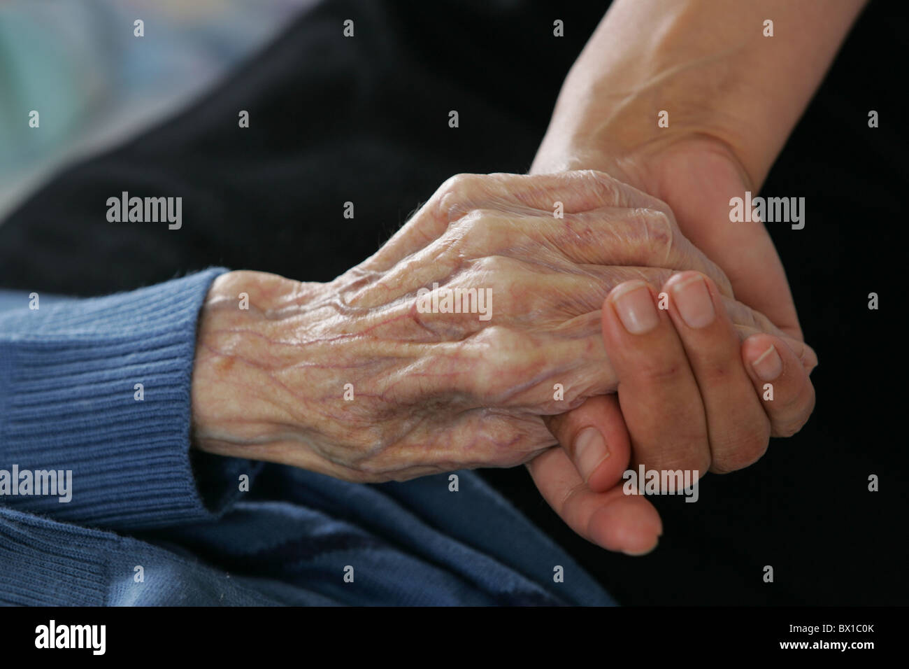 Old people home elderly woman woman women hand hands symbol old young ...