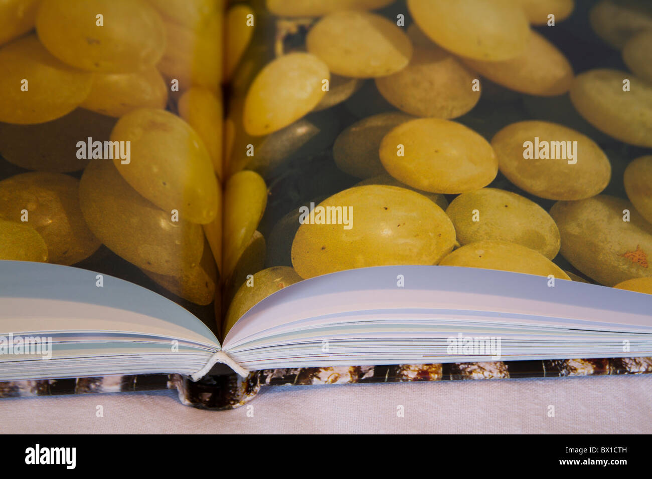 open book with grapes picture Stock Photo - Alamy