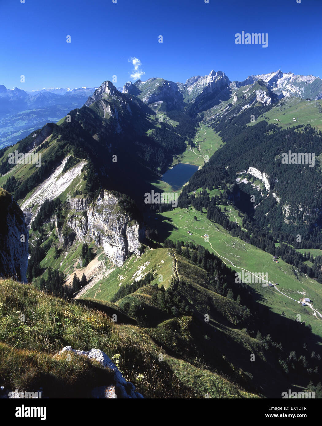 Alpstein Appenzell Santis Samtisersee scenery landscape mountains Alps ...