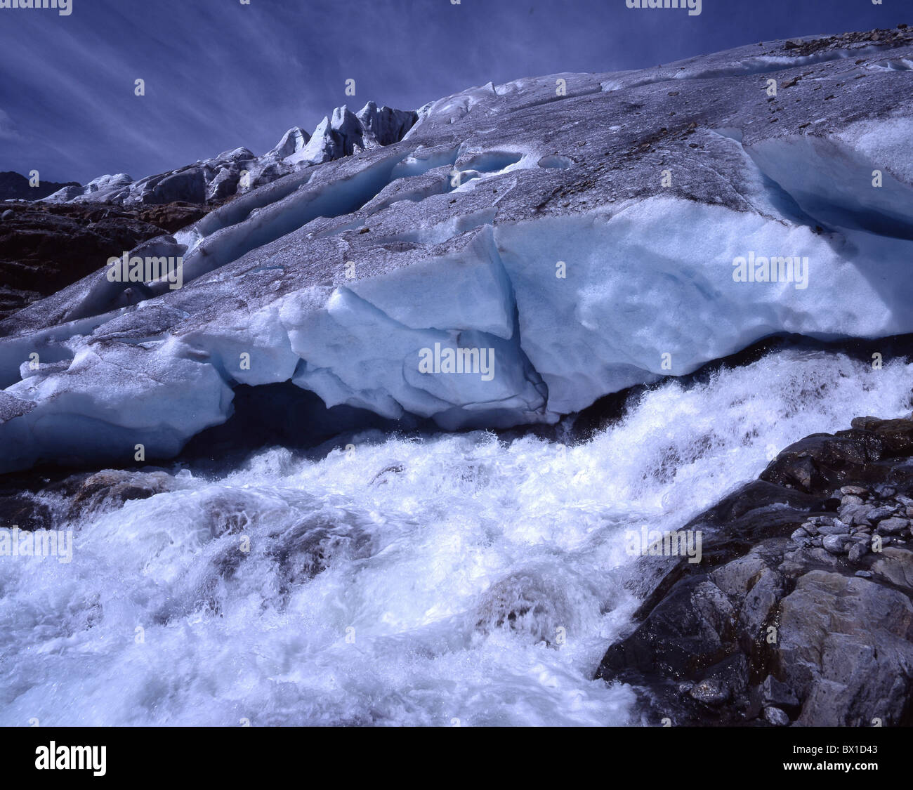 Glacier mouth of glacier Gauli Glacier Switzerland Europe Canton Bern ...