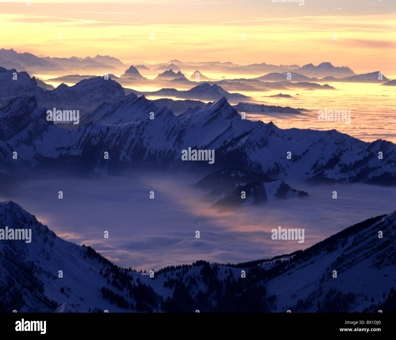 scenery landscape overview panorama mountains sea of fog View from ...