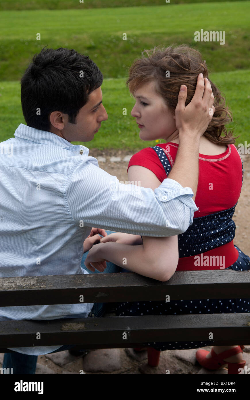 Couple romance in the park Stock Photo - Alamy