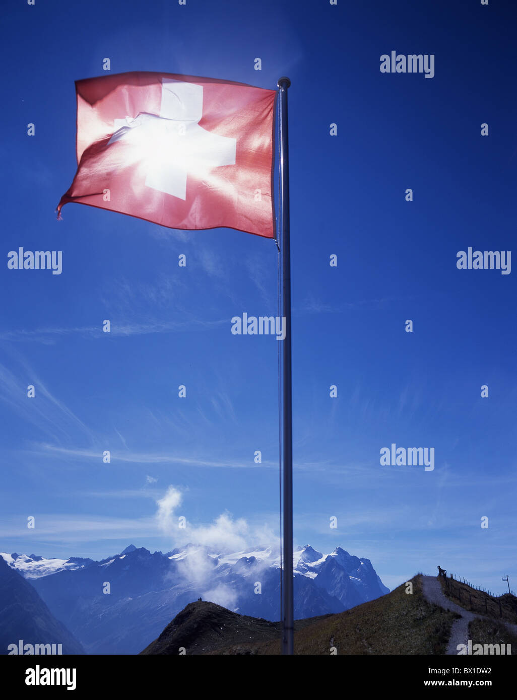 Swiss flag Hasliberg Switzerland Europe Canton Bern Berne Swiss flag ...