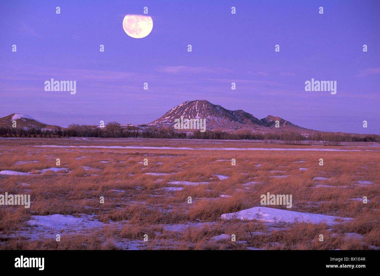 Bear Butte full moon landscape twilight stars full moon mood winter ...
