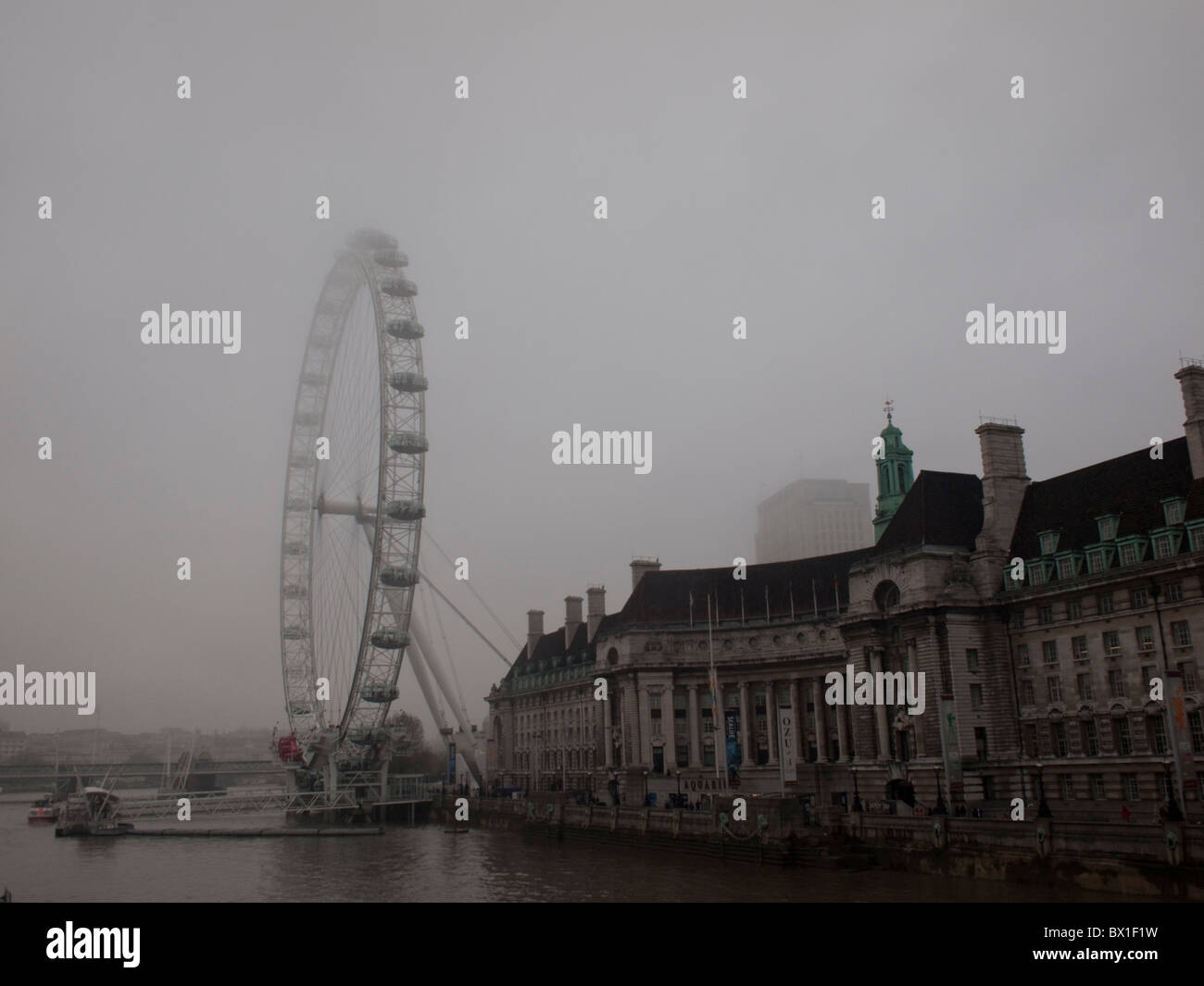 London Eye in Fog Stock Photo - Alamy