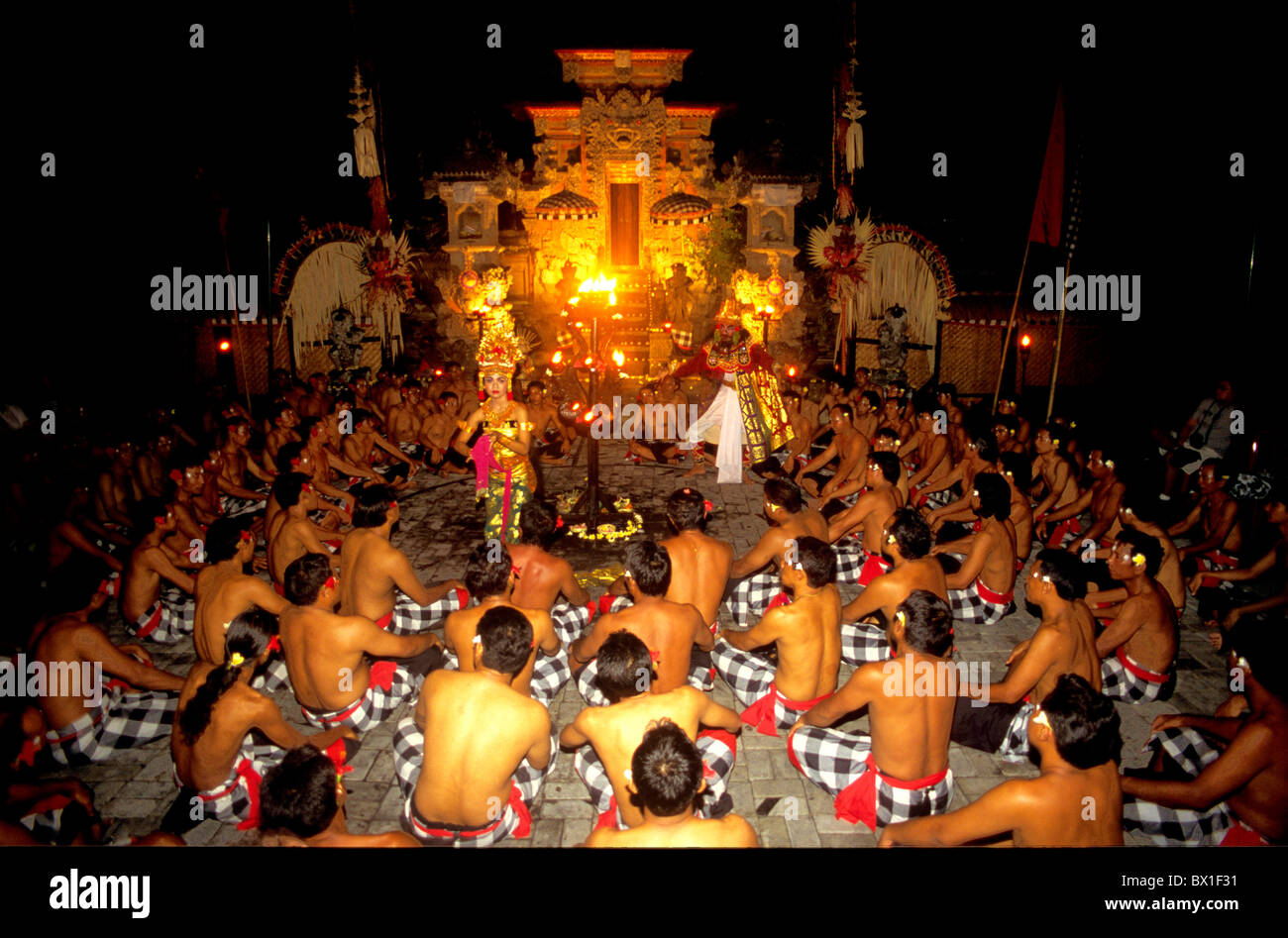 Asia Bali Asia dance of the monkeys dancers Desa Ubud temple Hinduism ...